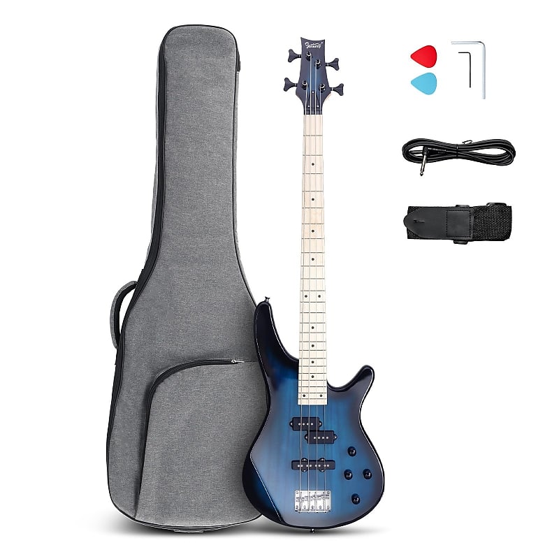 Glarry GIB 4 String Full Size Bass Guitar SS pickups - Blue | Reverb