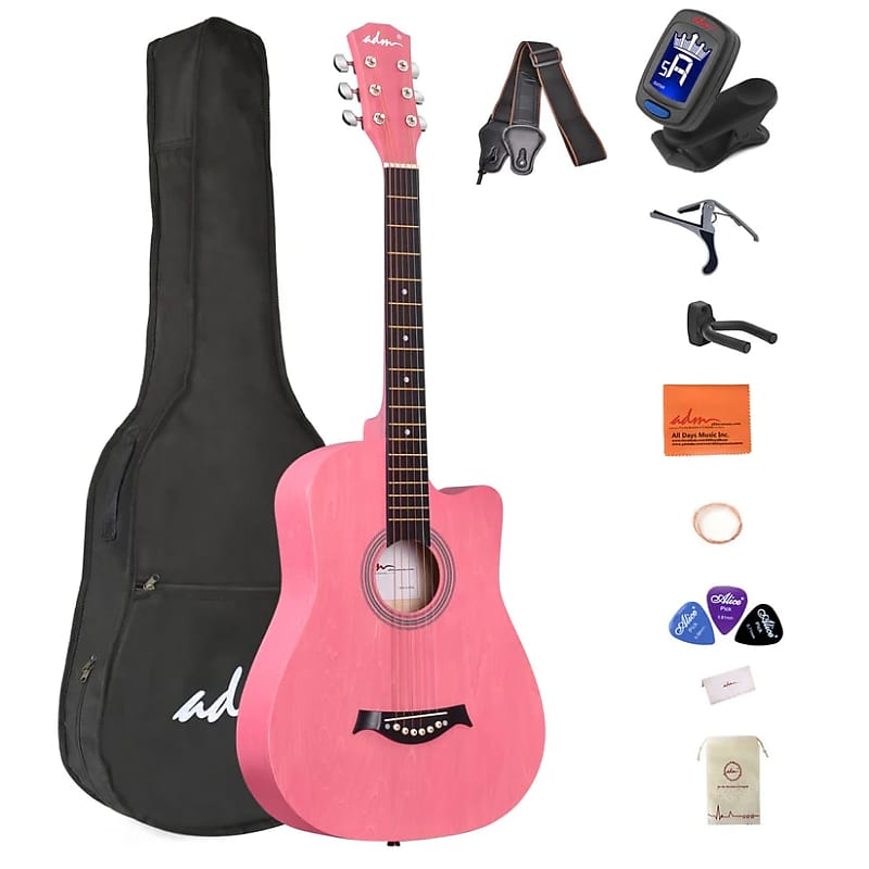 ADM 38'' Acoustic Cutaway Guitar for Kids Beginner Kit with | Reverb