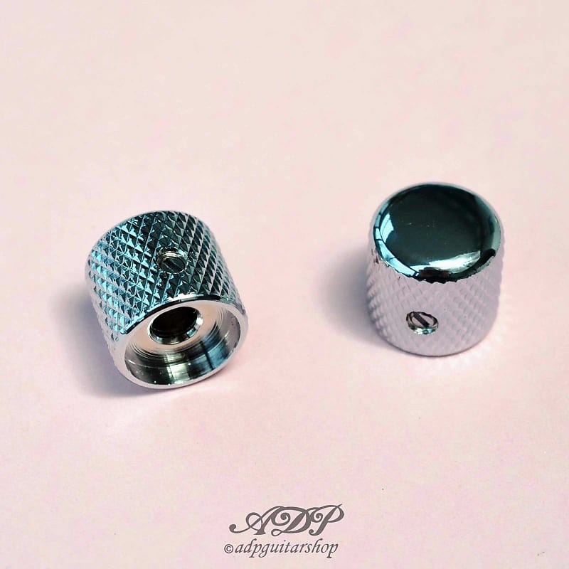 2 Telecaster Metal Chrome Big Grip Dome Knobs for Solid Shaft | Reverb
