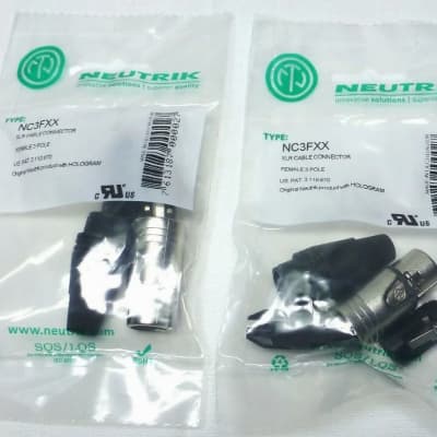(2) Two Original NEUTRIK NC3FXX Female 3 Pin XLR Cable | Reverb