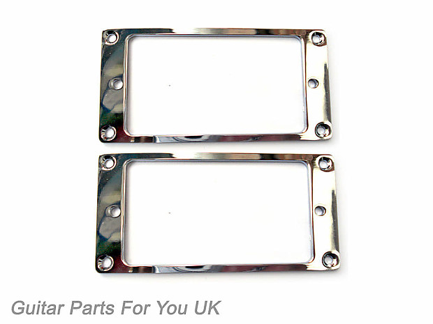Chrome Metal Flat Humbucker Ring Surround Straight Back Set | Reverb