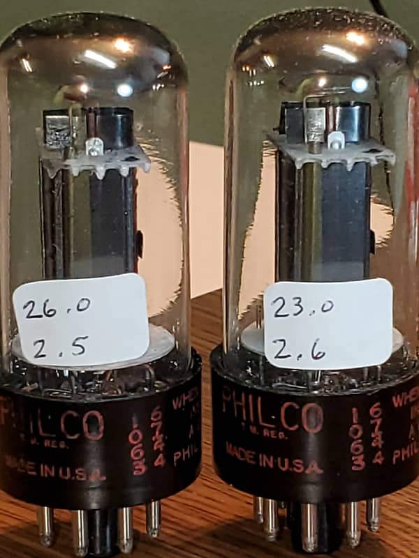 6V6GT Sylvania "Philco" Black Plate Matched Pair MaxiMatcher2 | Reverb