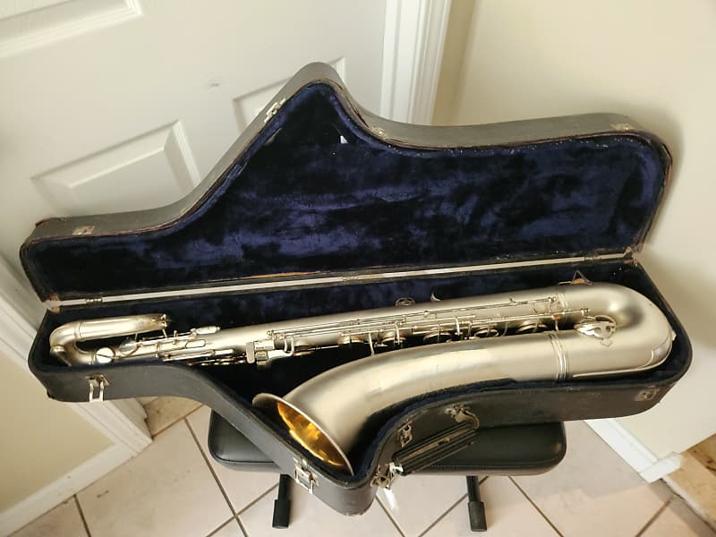 1929 "Transitional" Conn Chu Berry Baritone Sax Silver w/Gold | Reverb