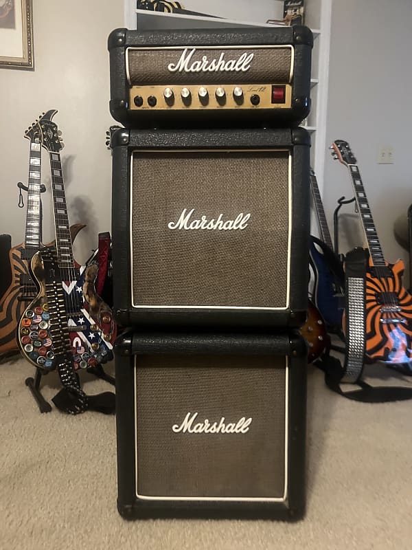 Marshall Lead 12 Mini Stack Amp with both cabinets Black/Gold | Reverb