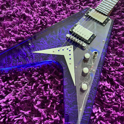 Ishibashi Mavis Blue Tinted Acrylic Flying V Electric Guitar | Reverb