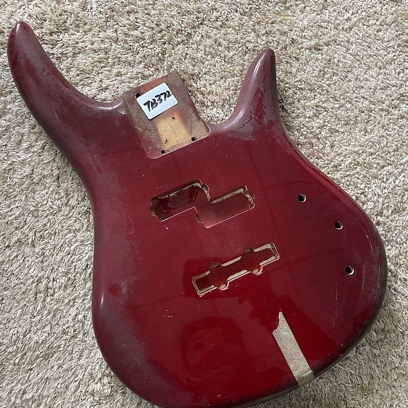 Red 4 String Bass Guitar Custom Basswood Body | Reverb
