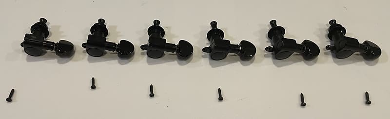 Grover Mini Rotomatic Tuners - Black Chrome 6 Inline set - | Reverb