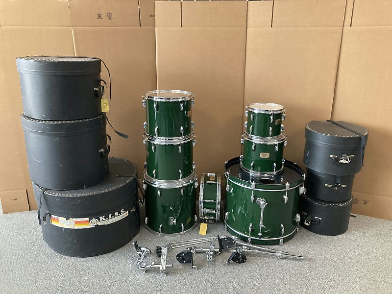 Used Pearl EXPORT 7 PC SHELL PACK Drum Kits Green | Reverb