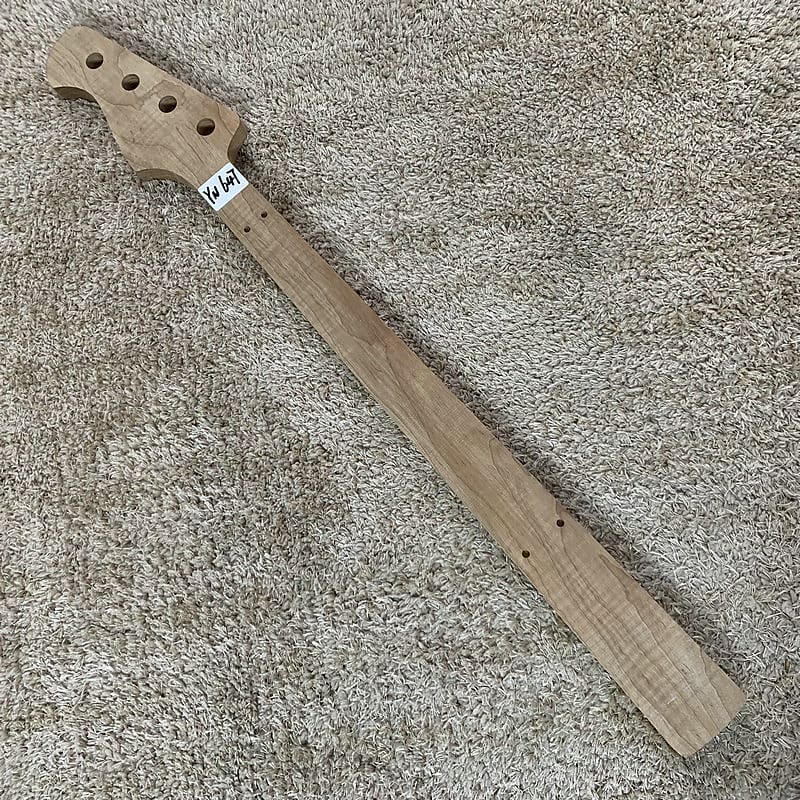 Roasted Maple Wood 4 String Bass Neck with NO TRUSS ROD | Reverb