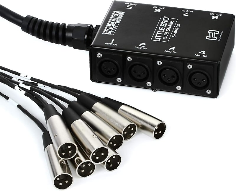 Sub Snakes Xlr x 8 - (25 Feet) (Black) (8 Channel) | Reverb