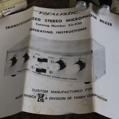 Realistic Transistorized Stereo Microphone Mixer | Reverb