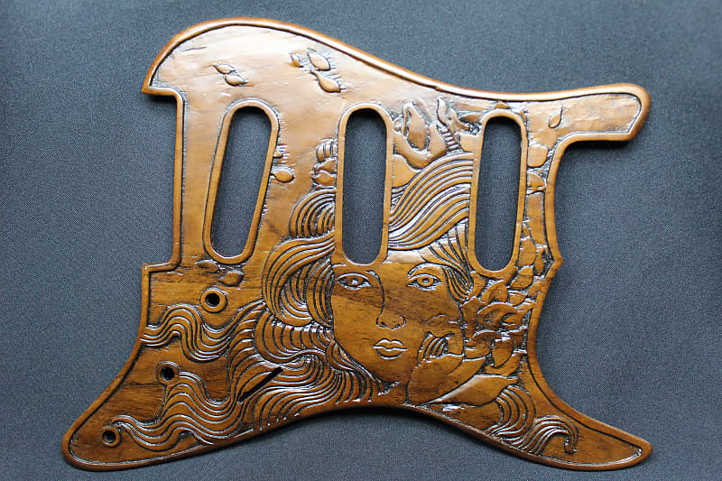 Custom Wooden Stratocaster Pickguard Flower Girl Design #2 | Reverb