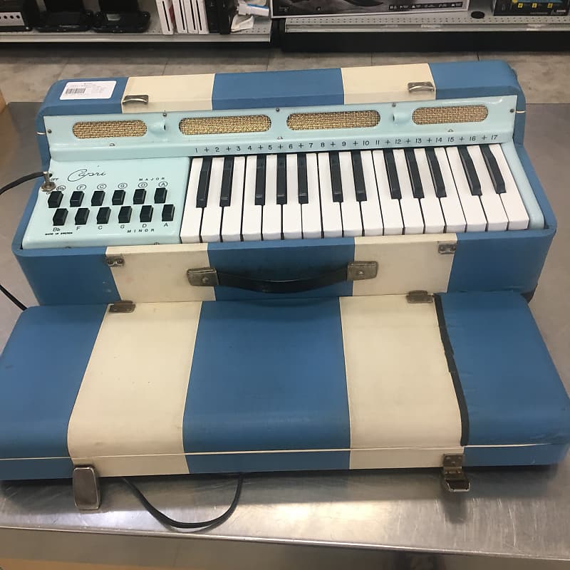 Capri Tabletop chord Organ 1950s Blue and White Hagstrom | Reverb