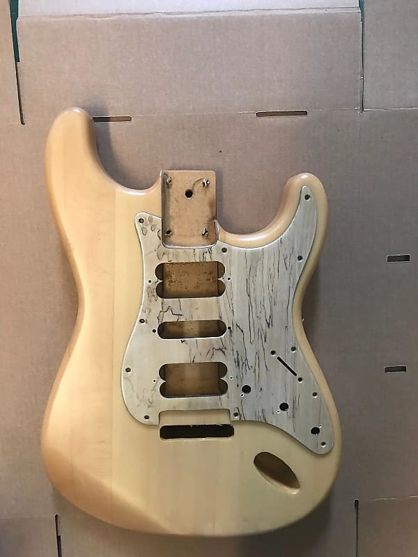 Strat Style Guitar Body with Maple Pickguard and Back Plate | Reverb