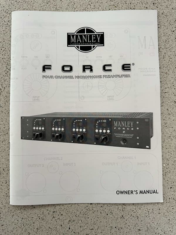 Manley Labs FORCE 4 CHANNEL MICROPHONE PREAMP MANUAL | Reverb