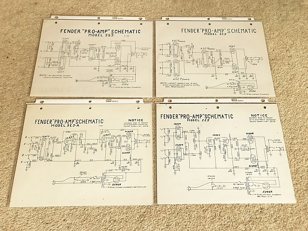 Vintage Fender Amplifier Schematic Sheets 1950s | Reverb