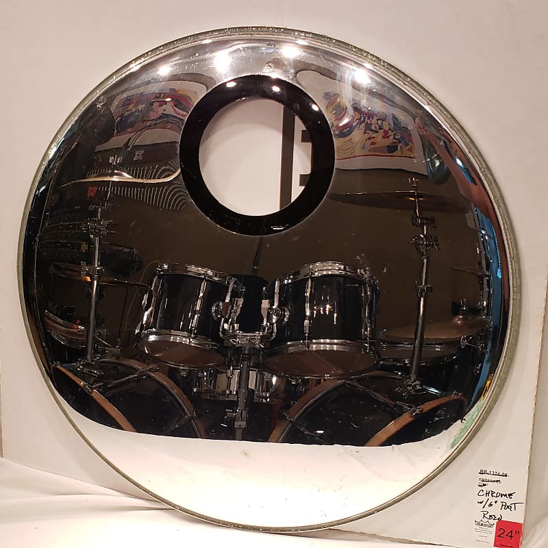 Used 24" Remo Star-Fire/Chrome Bass Drum Head with 6 in/ Port | Reverb