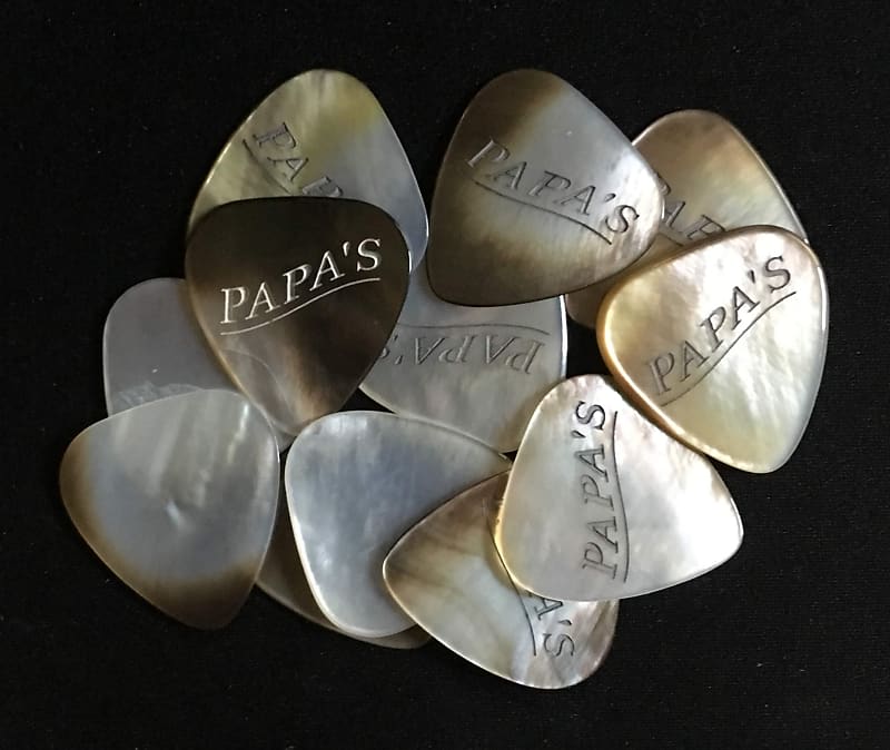 Papa's Mother of Pearl Guitar Picks Tahitian Grey Lot of 12 - | Reverb
