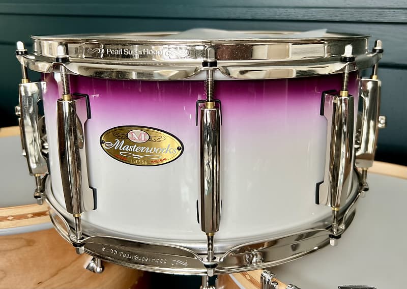 Pearl Masterworks 6.5x14 Custom Piano White Purple Fade | Reverb