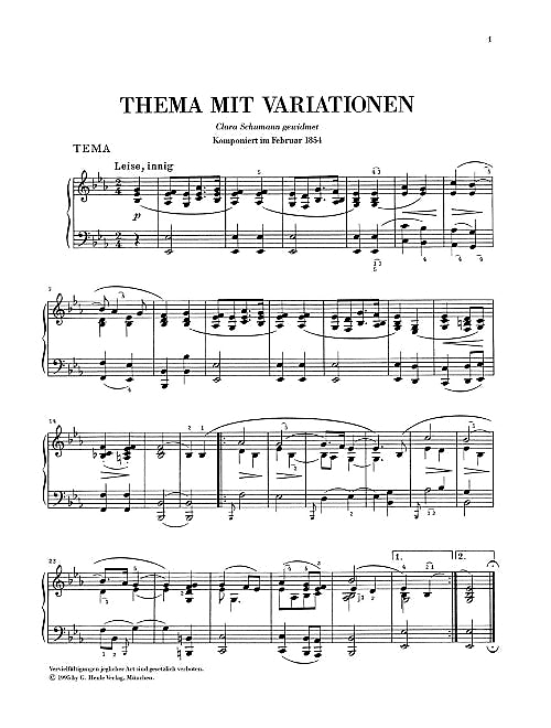Robert Schumann Variations On A Theme In E Flat Major Ghost | Reverb