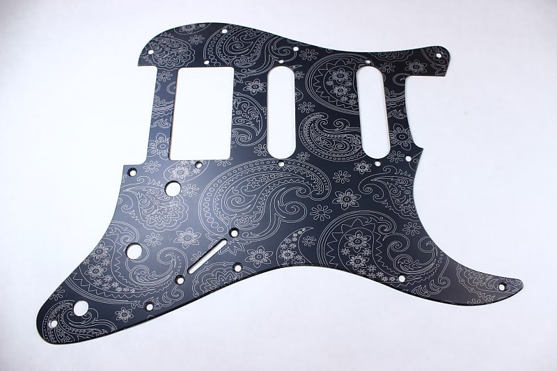 Matte Black Anodized Paisley Aluminum HSS Strat Pickguard- | Reverb