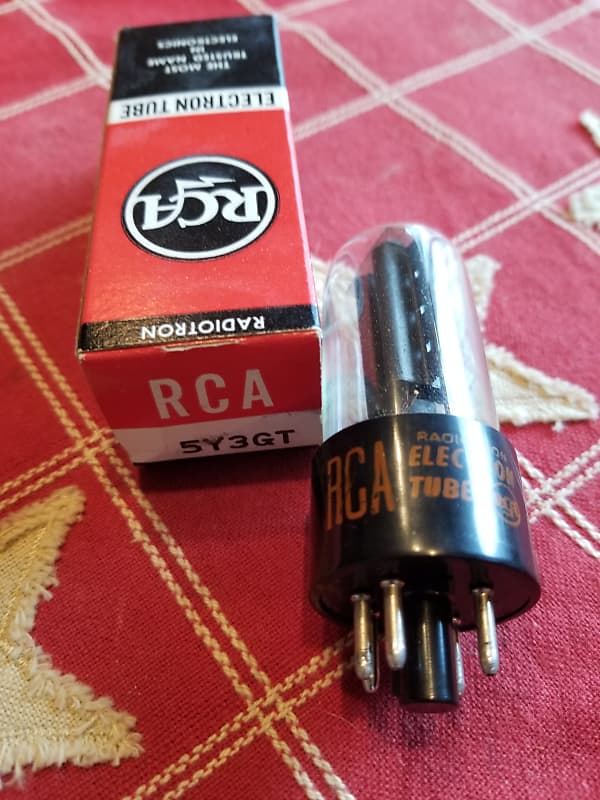 5Y3GT Rectifier Tube 1960's Clear Glass / Black Base | Reverb
