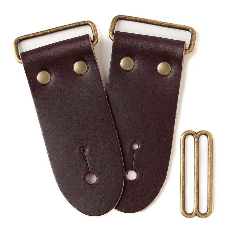 2" Guitar Strap Kit | Brown Leather | Antique Brass | Reverb UK