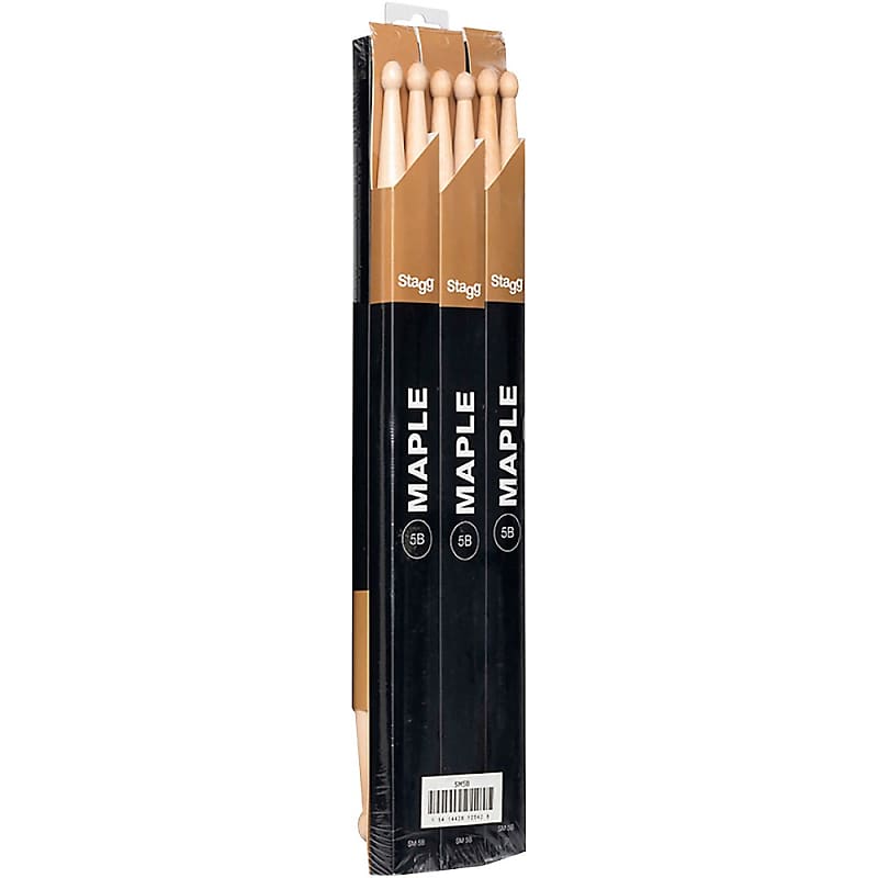 Stagg 12-Pair Maple Drum Sticks Wood Tip 5B | Reverb