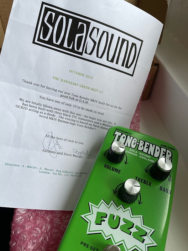 Sola Sound Kawasaki Green Mk iv v2 Fuzz Pedal 2022 - Green | Reverb