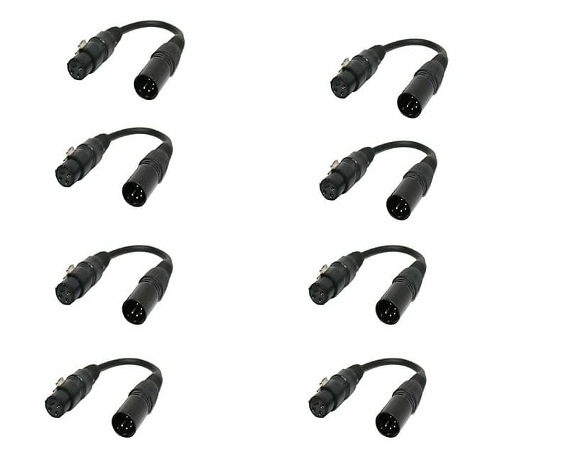 8 ProX 3 Pin Female To 5 Pin Male DMX Lighting Cable Adapters | Reverb