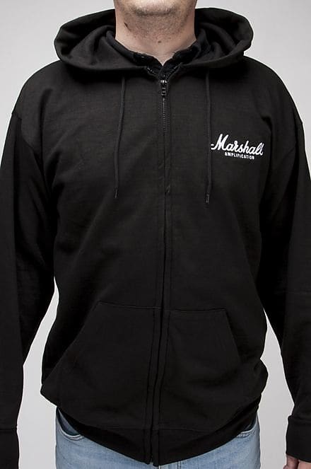 Marshall Unisex Zip Up Script Logo Hoodie Black-S | Reverb