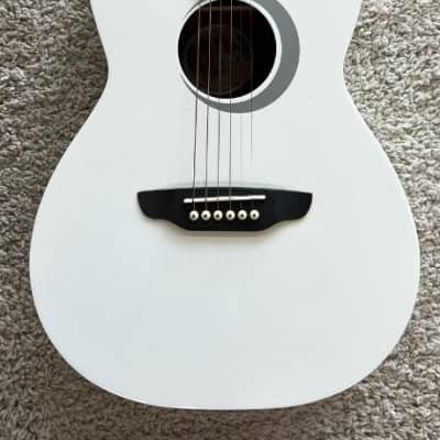 Luna Aurora Borealis 3/4 White SPARKLE Acoustic GUITAR w/ | Reverb