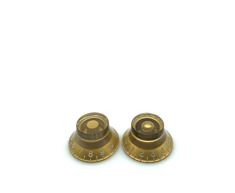 2 Les Paul Style Bell Bonnet Knobs Gold | Reverb