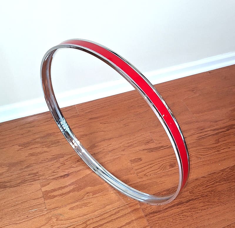 Pearl Export 22 inch Chrome Bass Drum Hoop Rim Red Inlay Lot | Reverb