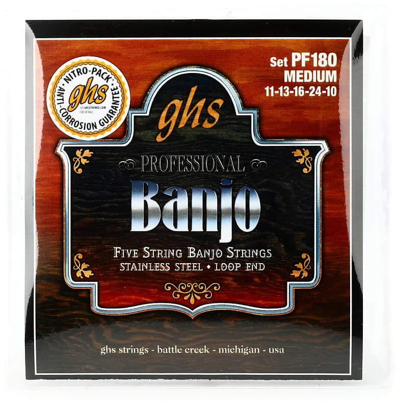 GHS PF180 Stainless Steel 5-String Banjo Loop End Strings - | Reverb