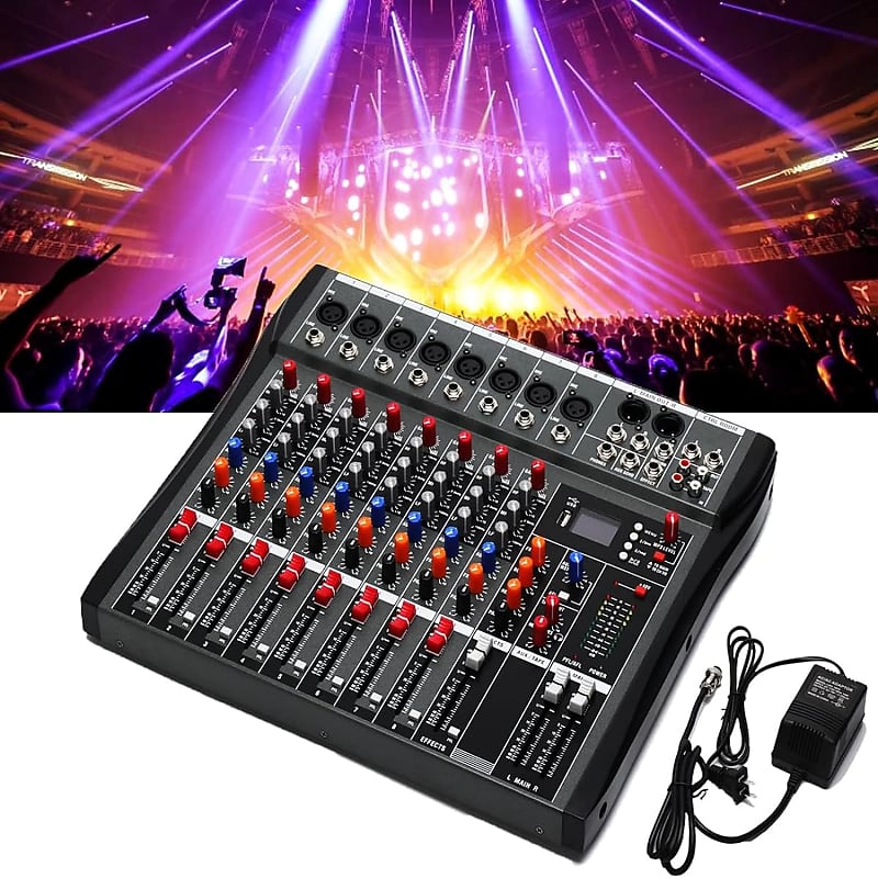 8 Channel Mixer Sound Board Console, Live Studio Amplifier | Reverb