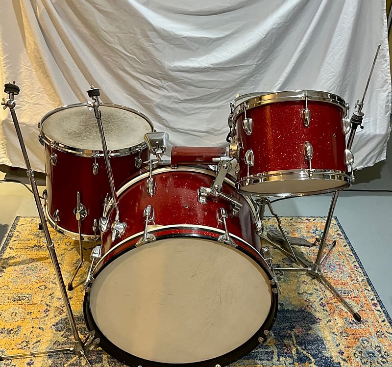 Pearl Vintage 60's Pearl Red Sparkle Drum Set 4 Piece | Reverb