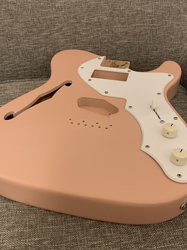 Shell Pink Warmoth Telecaster Thinline Body w/ Pickguard, | Reverb