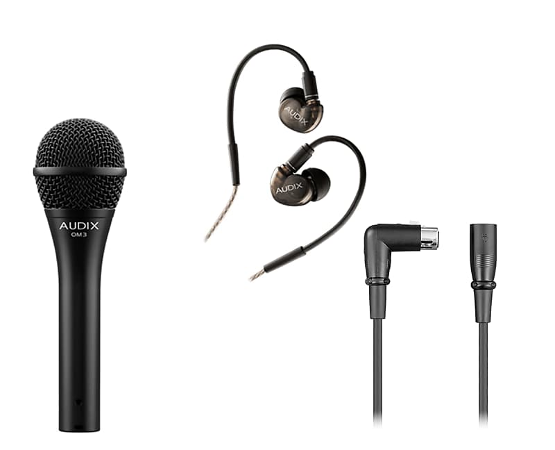 Audix OM3 Vocal Mic w/A10 Earphones + Audix CBLDR25 25' | Reverb