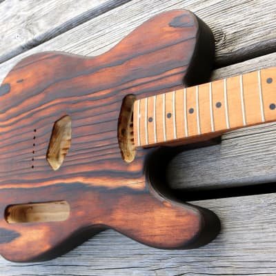 Telecaster "barncaster" body with neck, flamed roasted maple | Reverb