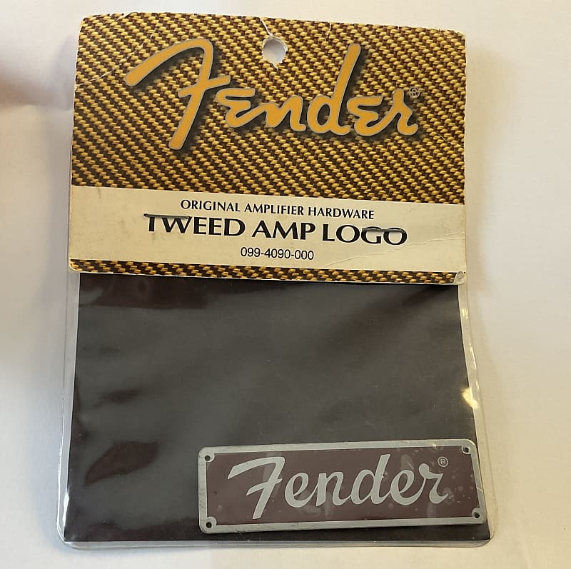 Fender 099-4090-000 Metal Tweed Amp Logo Plate -Red & Silver | Reverb