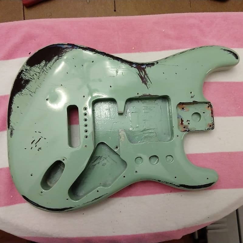 Reliced Fender MIM Strat Body, Surf Green | Reverb