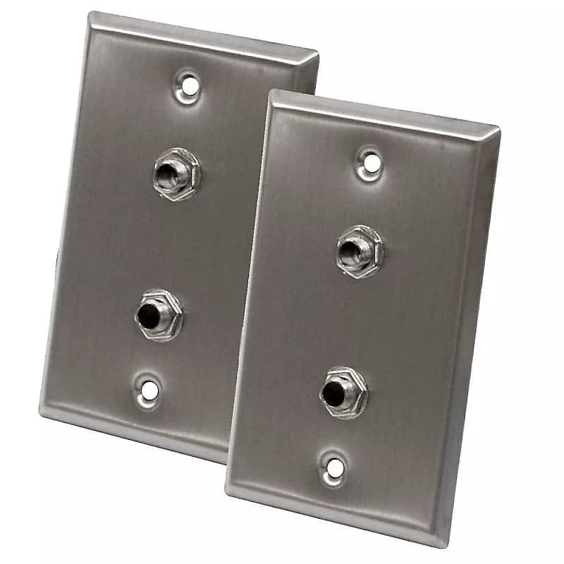 Pair Of Stainless Steel Wall Plates - Dual 1/4" Trs Stereo | Reverb