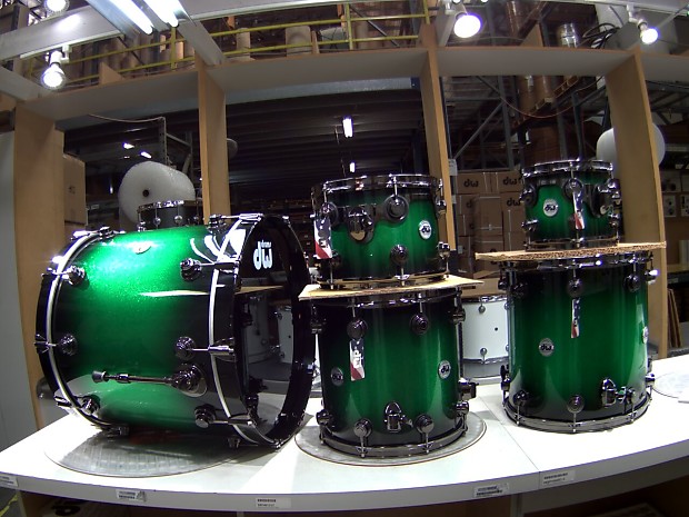 DW Drums Collector's Maple Bright Green Sparkle Flake Lacquer | Reverb