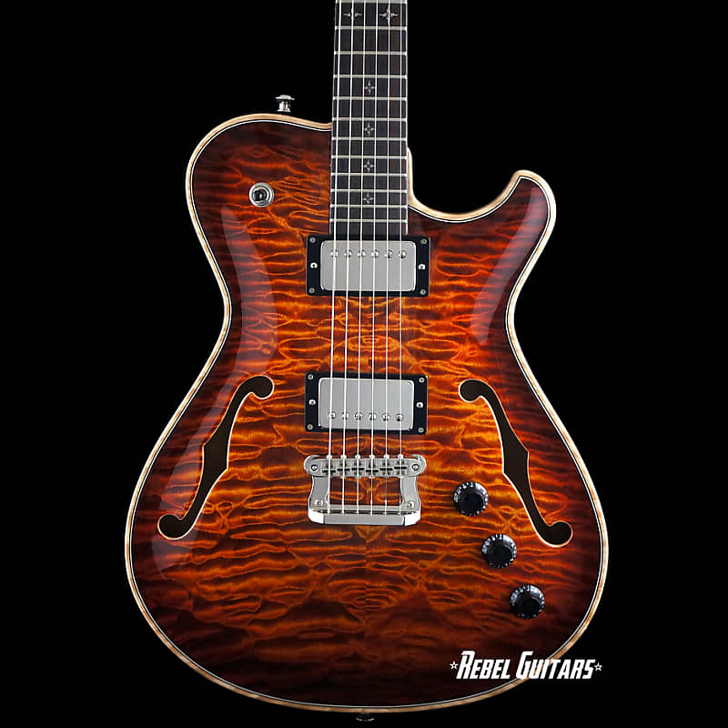 Knaggs Guitars Chena Hollowbody in Fire Burst with amazing | Reverb