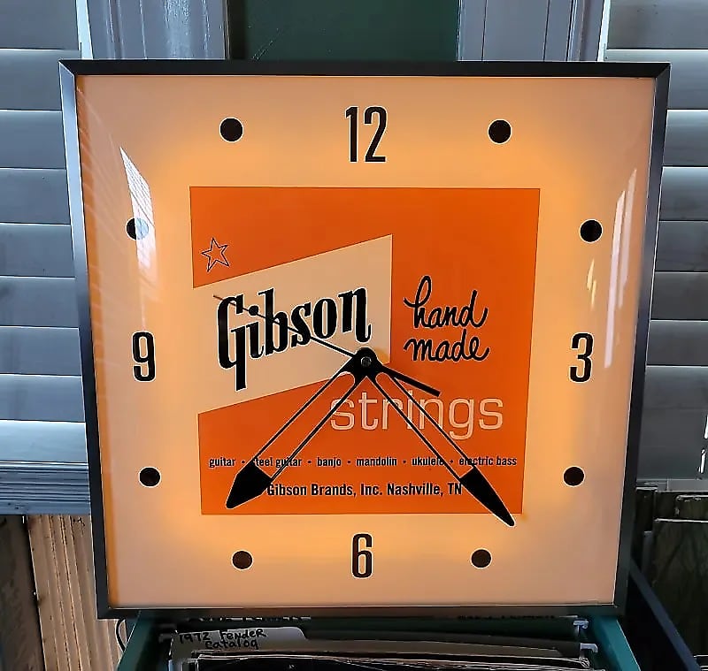 60's Style Gibson Guitars Light Up Clock Killer Cool Man | Reverb