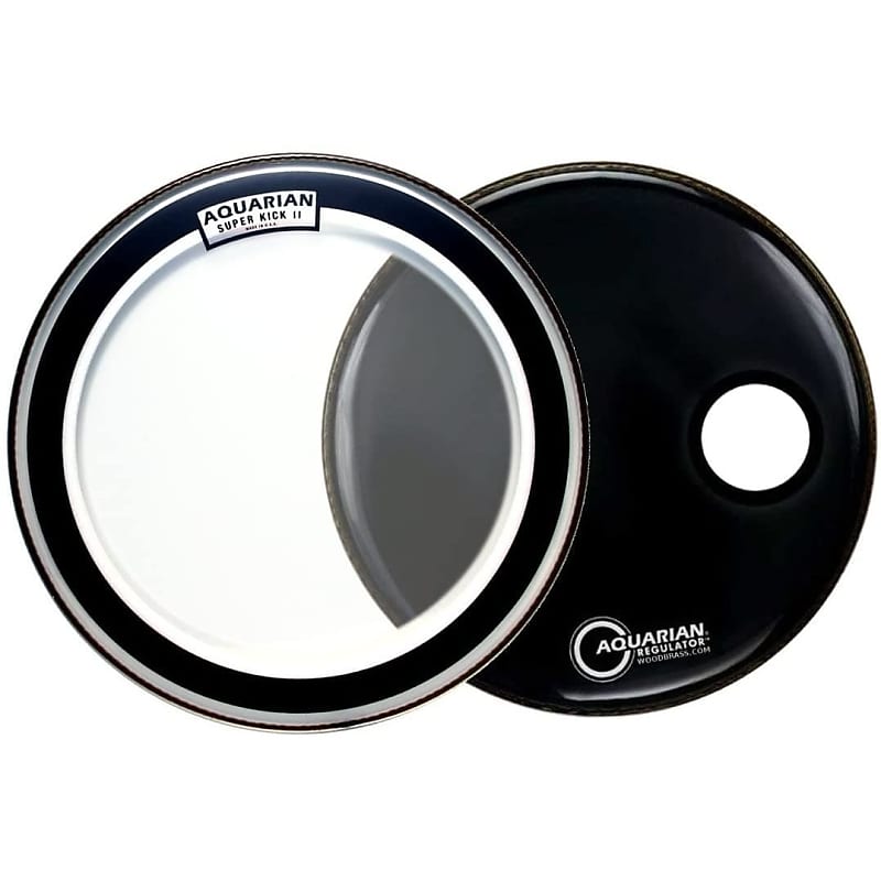 Aquarian Super Kick II Clear/Regulator Black Bass Drumhead | Reverb