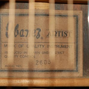 1977 Ibanez Model 2603 Artist Dreadnought Pro Setup Original | Reverb