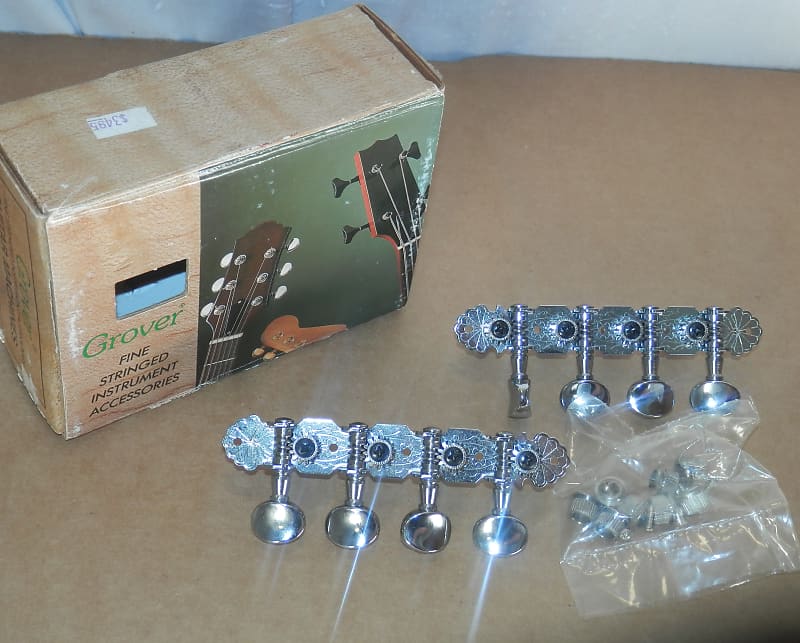Grover 304C Chrome Mandolin Tuning Head Machines Set new old | Reverb