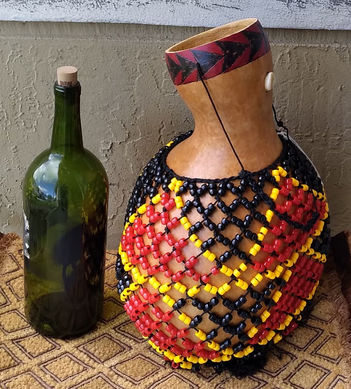 Large Yoruba-style netted gourd rattle (sekere/shekere) | Reverb